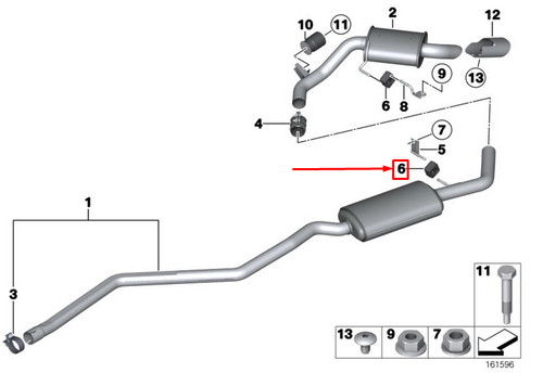 NEW BMW 1 E81 REAR EXHAUST SYSTEM RUBBER MOUNTING 18207578238 OEM NO🇺🇸 ...