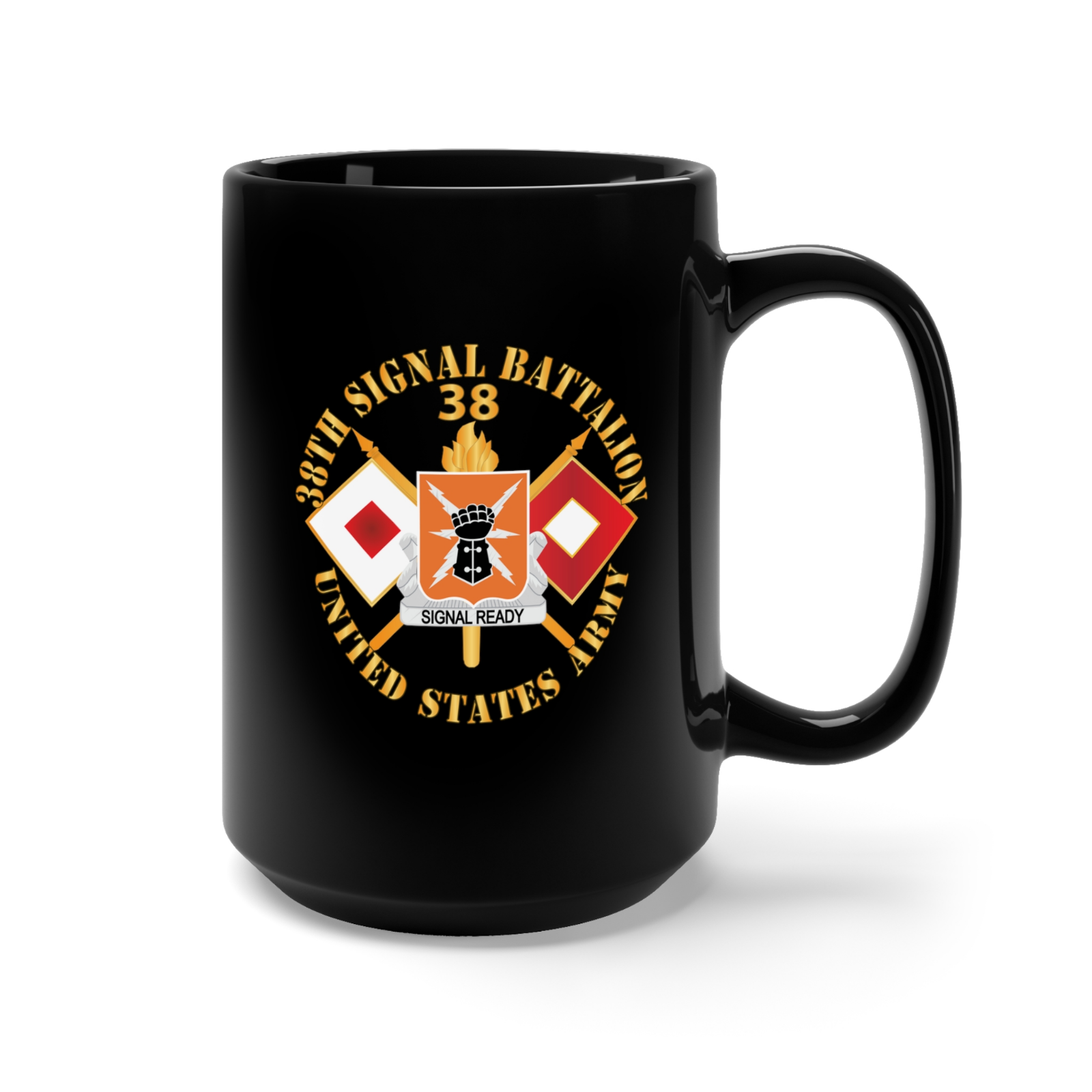 Black Mug 15oz - 38th Signal Battalion - DUI - US Army w BN Number ...