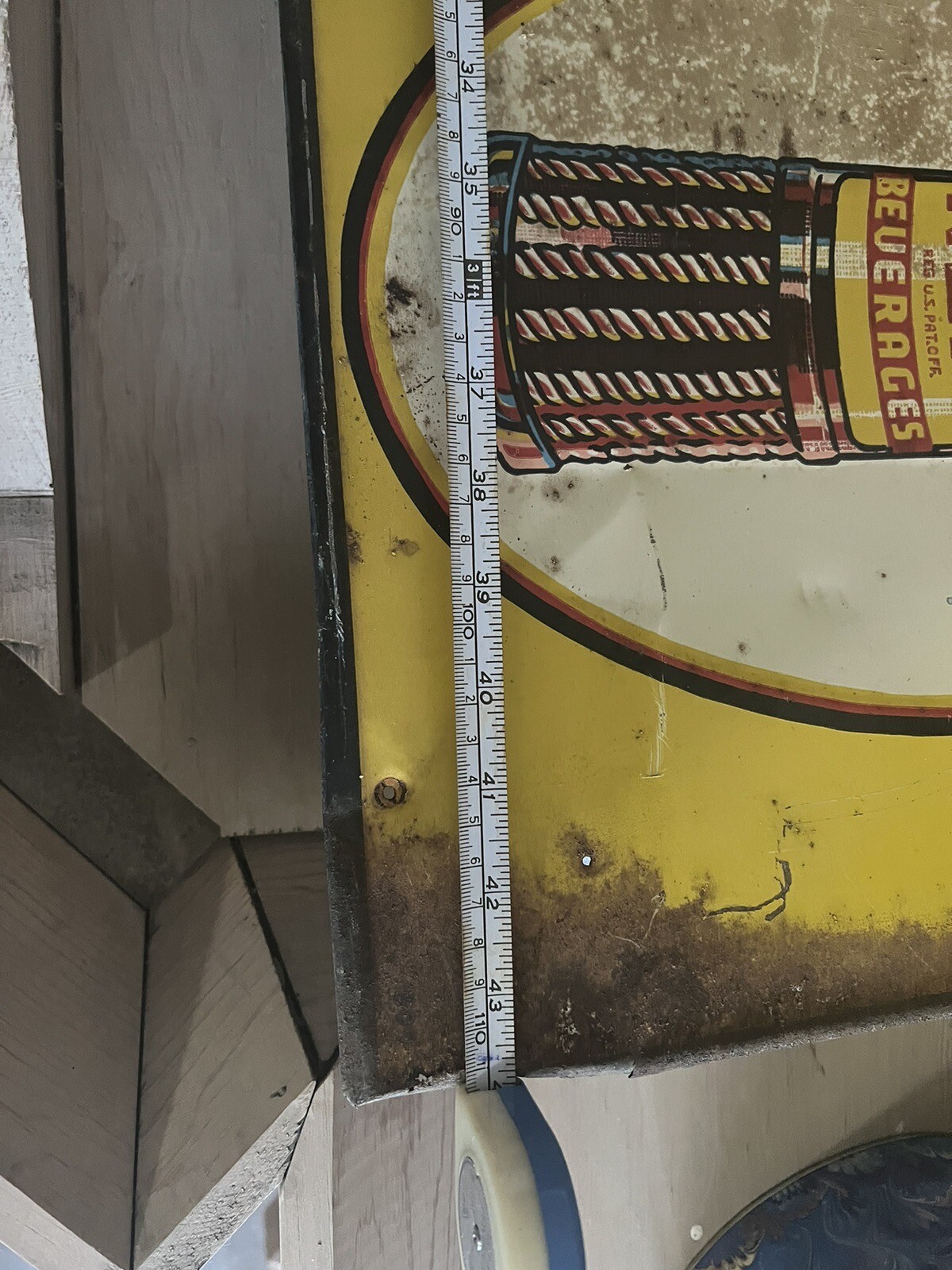 VTG Drink NEHI Bev Soda TinMetal Embossed Ad Sign 43”x 17”Donaldson Art ...