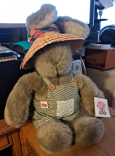 VINTAGE GUND Bunny Tales #3475 Stuffed Boy Rabbit Toy W/ Straw Hat ...