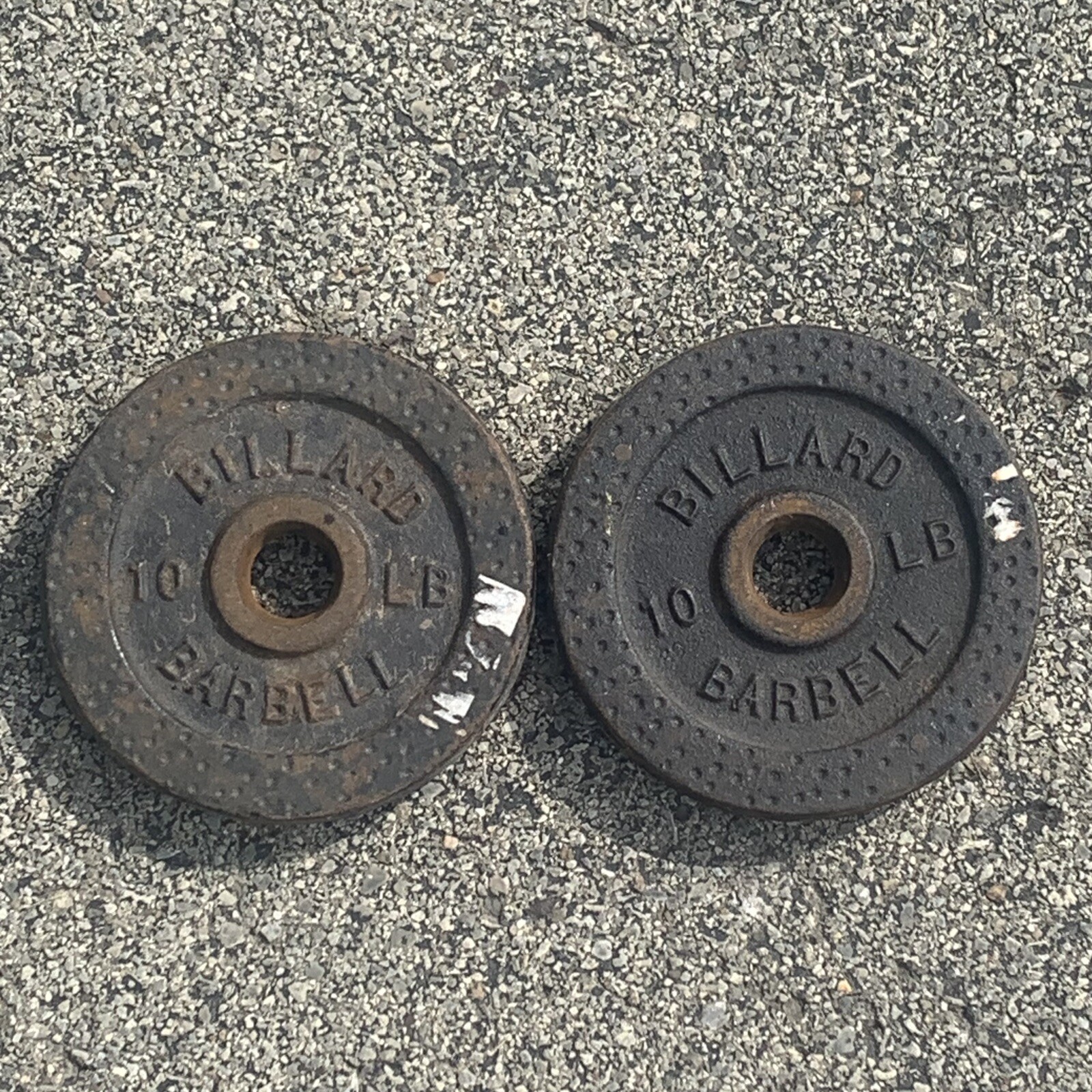 2 X 10 lb Vintage Billard Barbell Standard Cast Iron Weights Plates for ...