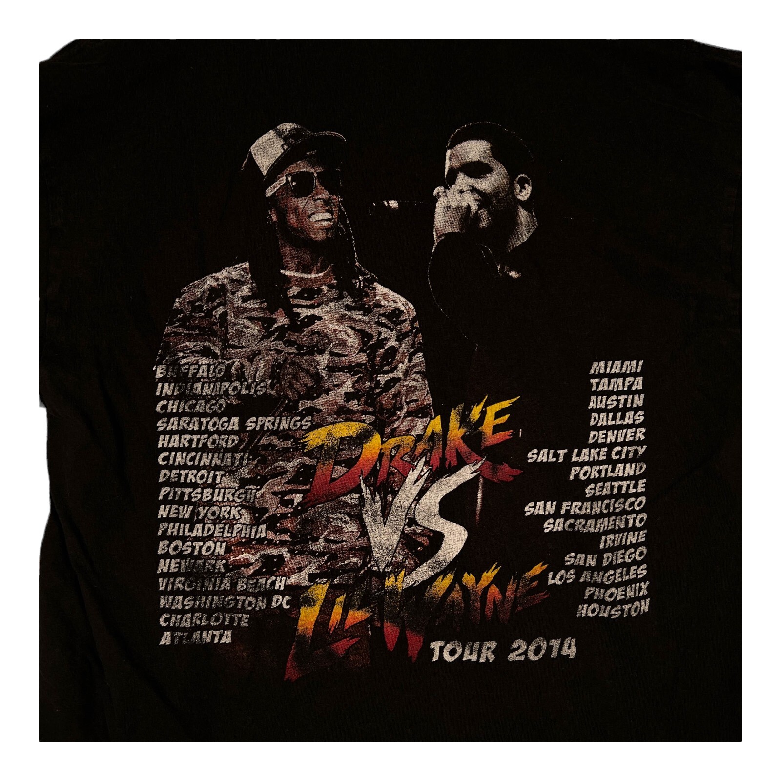 Drake VS LIL Wayne 2014 Tour Black Shirt Logo Hip Hop… - Gem