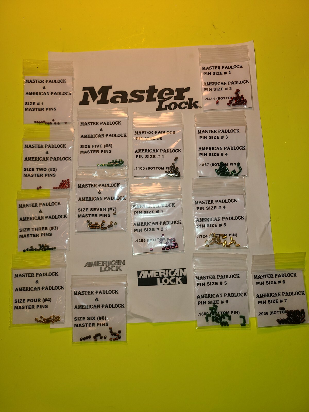 MASTER AMERICAN PADLOCK CYLINER REKEYING PINNING KIT MASTER & STANDARD ...