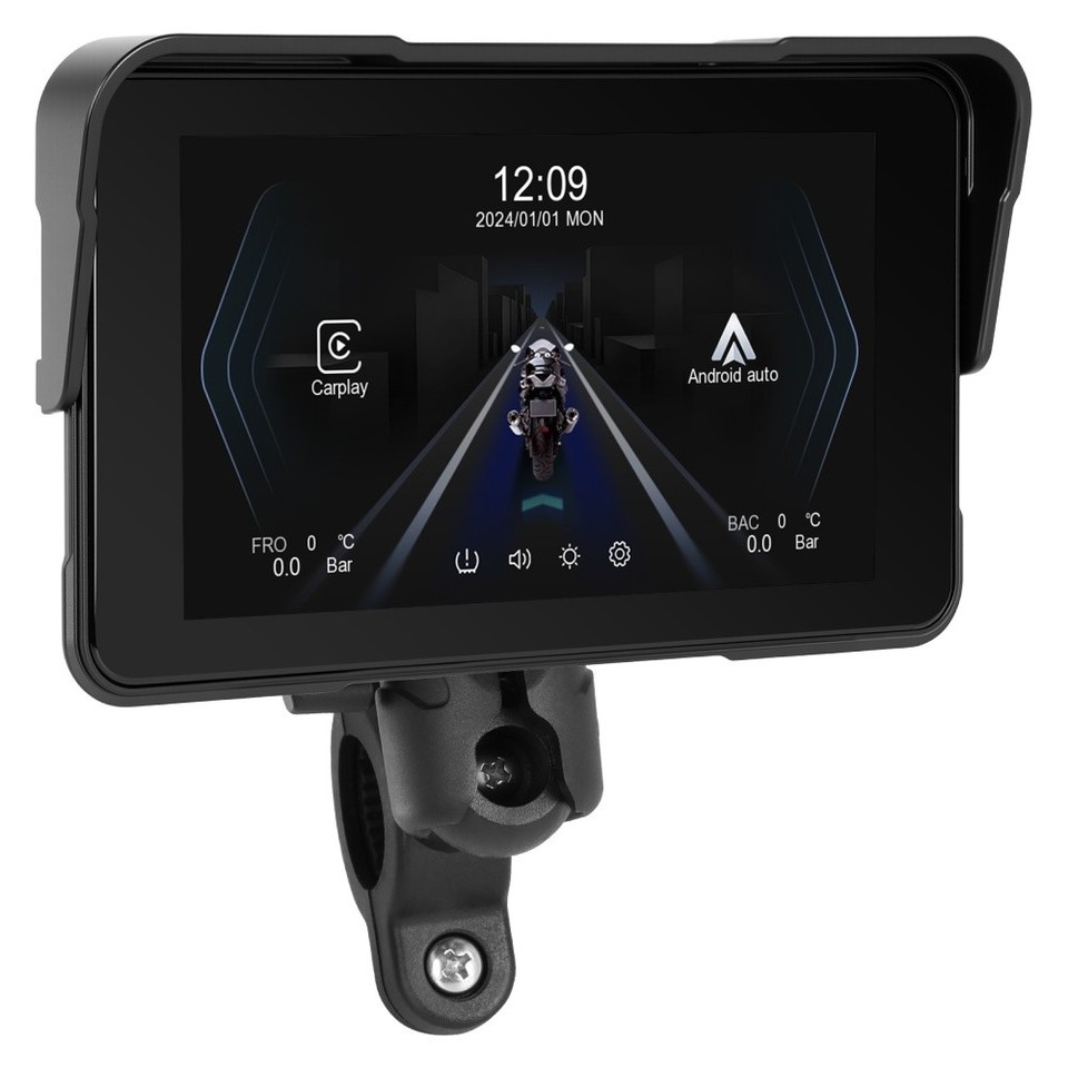 5" Motorcycle Screen Wireless Carplay & Android Auto Waterproof Car ...