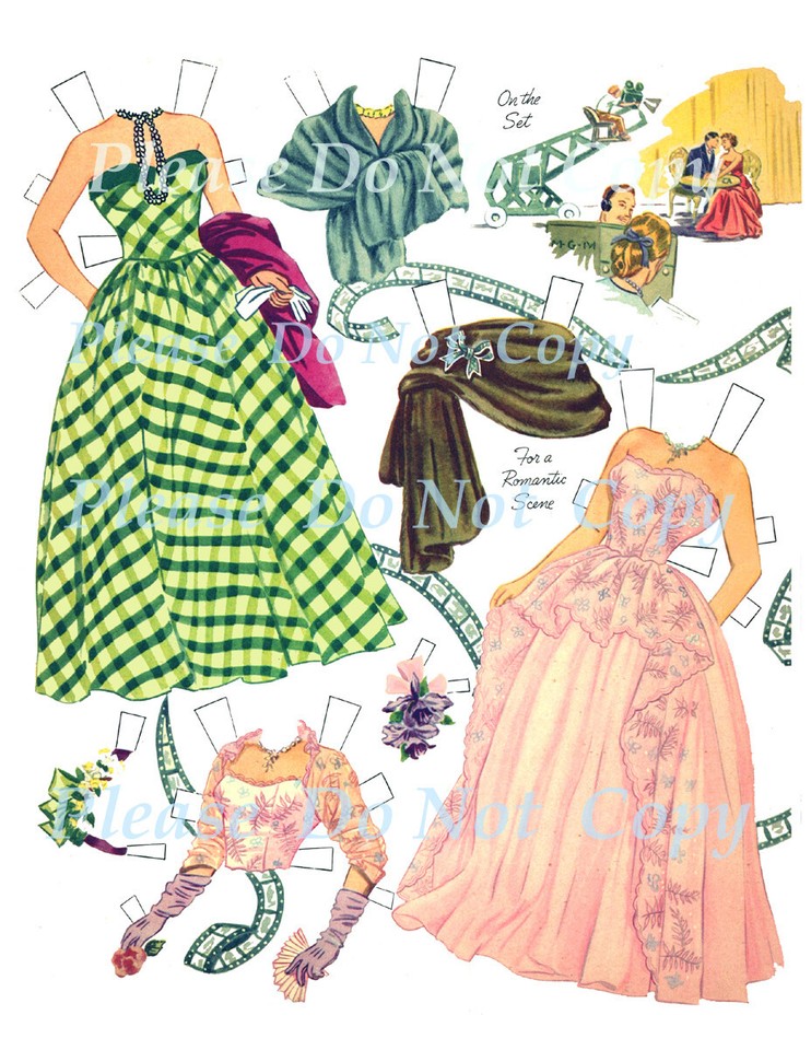 SALE! UNCUT Elizabeth Taylor Yellow Dress Paper Dolls 1952 MovieStar ...