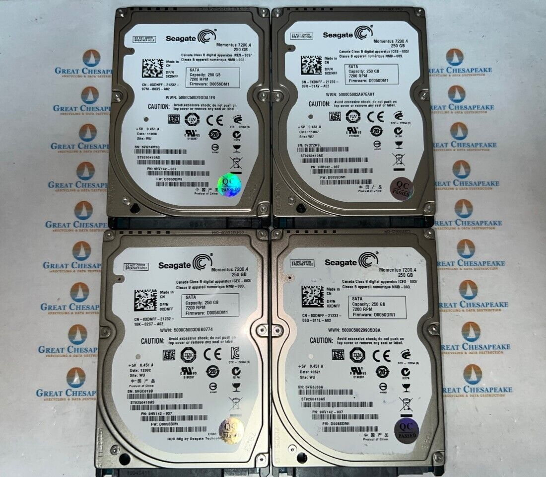 "Lot of 4" Seagate ST9250410AS 250GB 2.5" SATA 7200RPM TESTED! | eBay