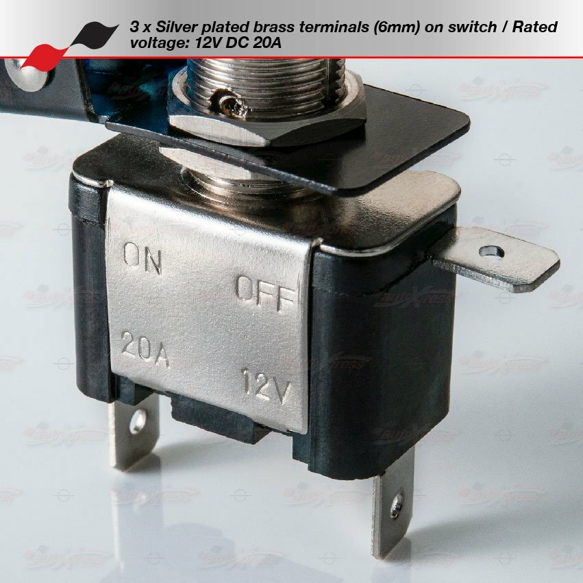 2 x RED LED On/Off Auto Toggle SPST Switch w/ SOLID YELLOW Safety ...