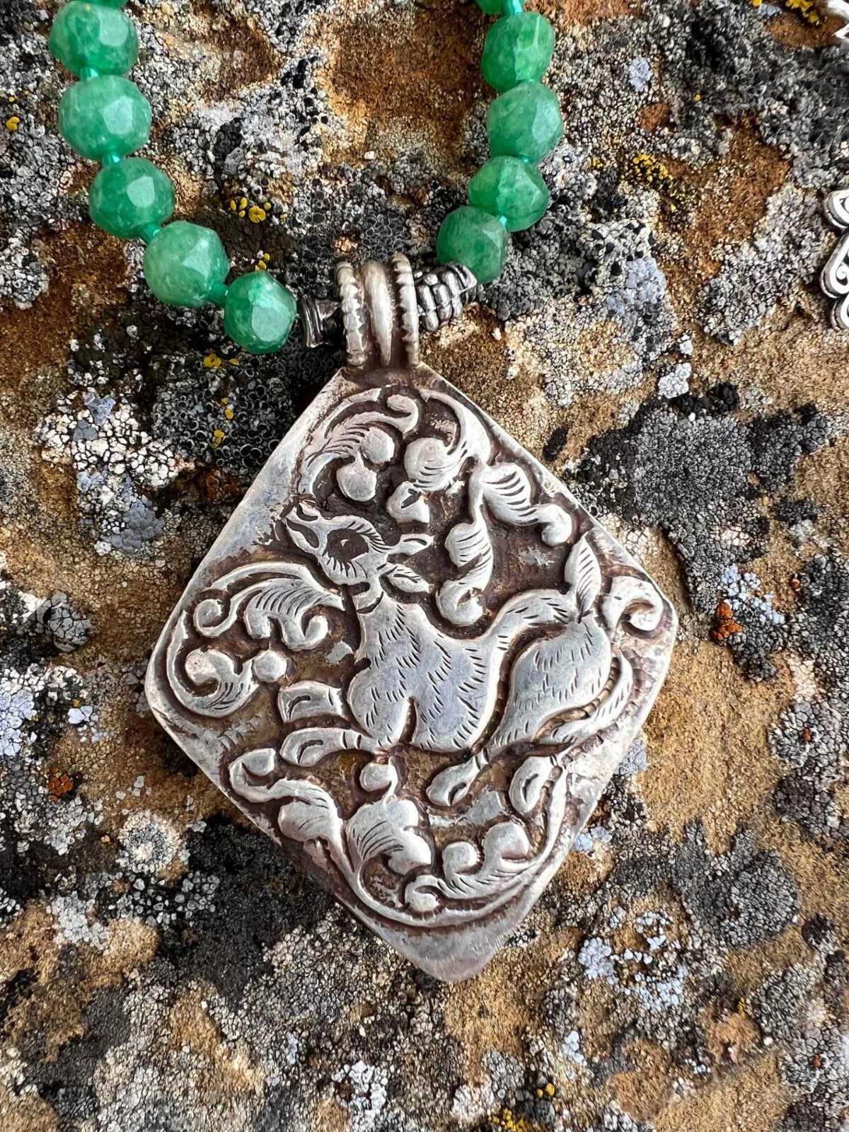 Colombian Emerald Silver Necklace Vintage Natural Green Gemstone ...