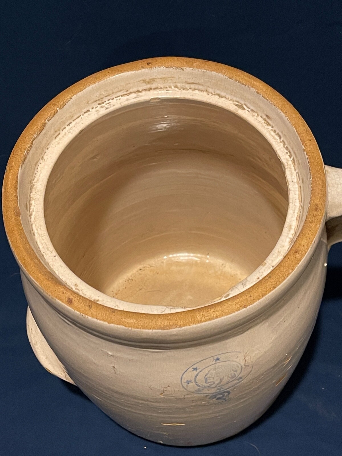 Louisville Pottery Co Blue Cherokee Indian Head #3 Stoneware Crockware ...