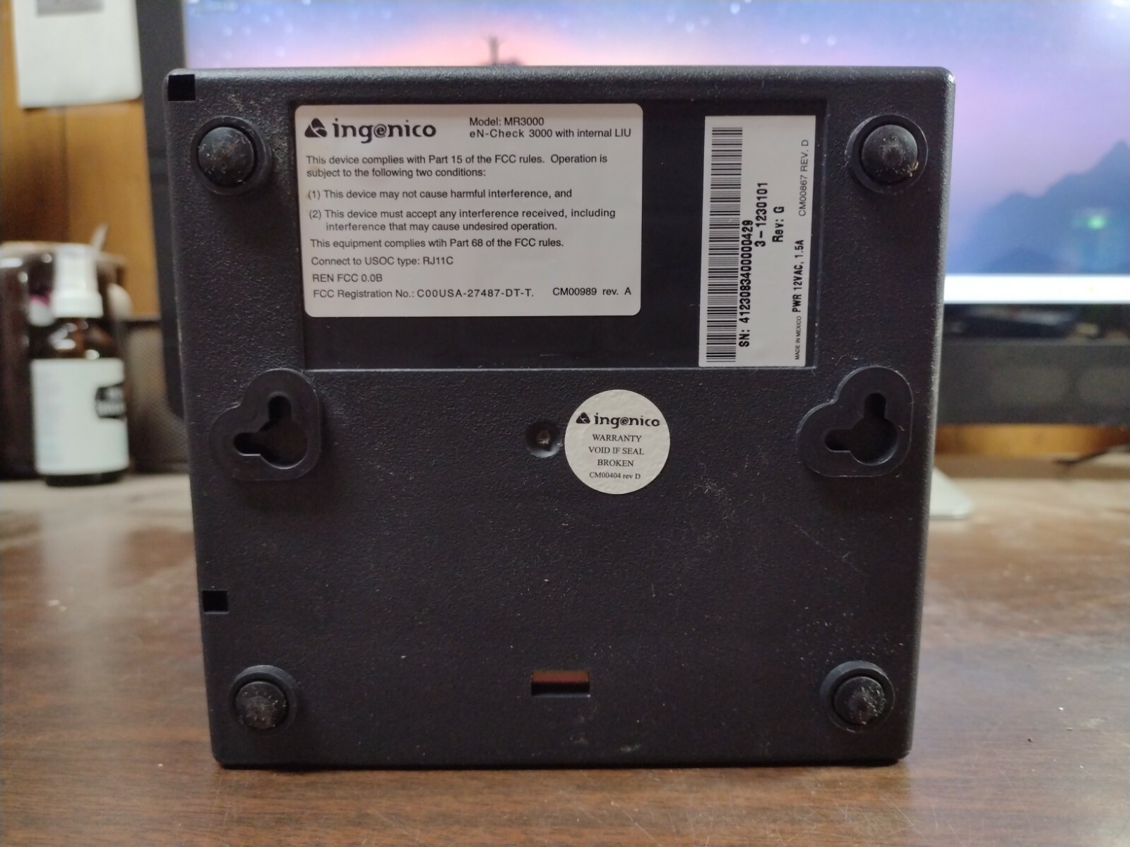 INGENICO EN-CHECK 3000 MR3000 ELECTRONIC CHECK READER PRE-OWNED GOOD ...