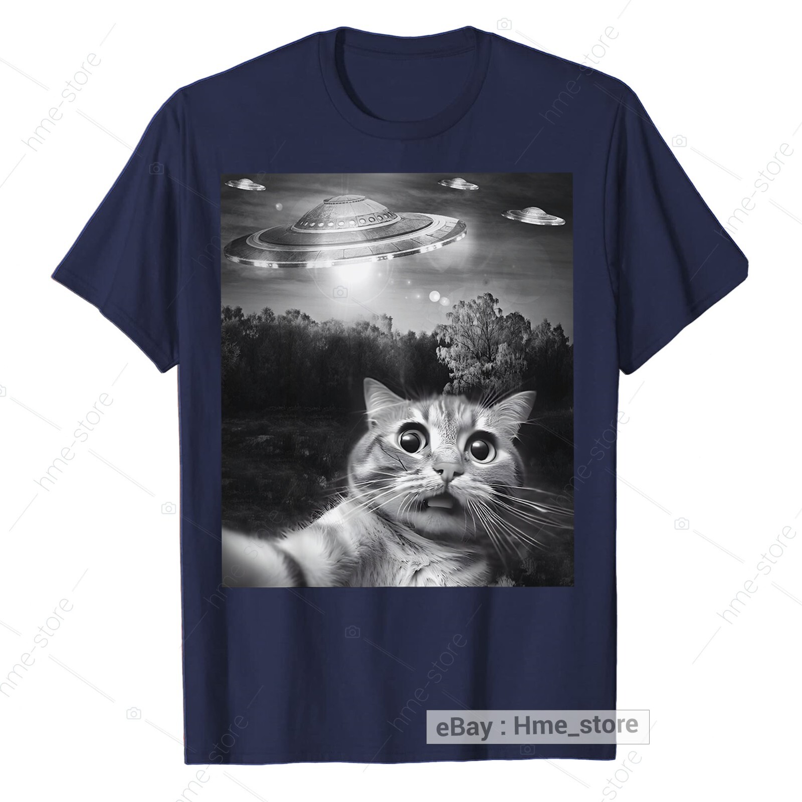 Funny Cat Selfie with UFOs T-Shirt For Cat Lovers Cute Kittens Fur Paw ...