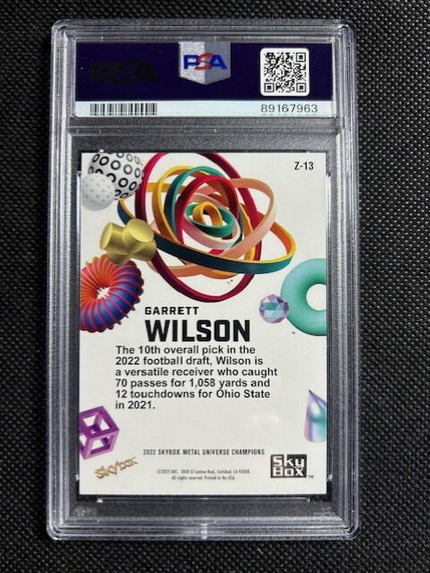 2022 Skybox Metal Universe Skybox Z-Force Garrett Wilson RC Rookie PSA ...