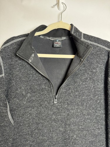 KUHL Thor Mens M Sweater Wool Blend 1/4 Zip Pullover Graphite Thermo ...