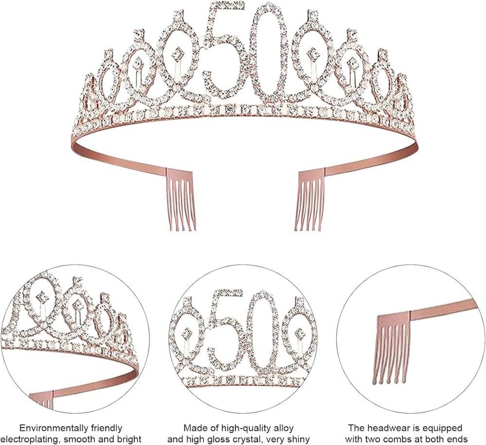 Happy 50th Birthday Decorations, 50th Birthday Tiara Crown, Birthday ...