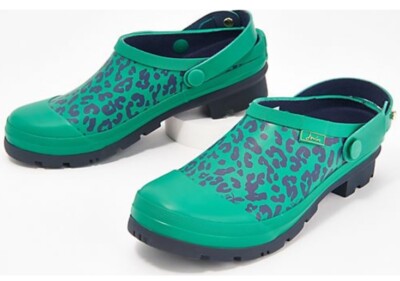 Joules Waterproof Clogs with Backstrap Welly Clog Green Leopard Size 7 ...