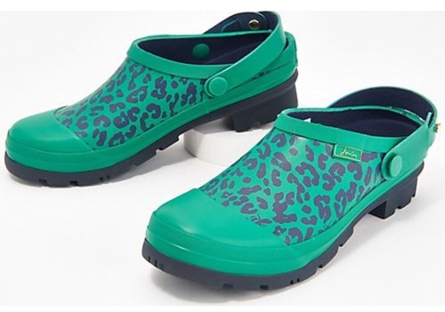 Joules Waterproof Clogs with Backstrap Welly Clog Green Leopard Size 7 ...