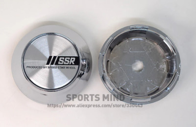 4pcs 68mm SSR Wheel Center Caps Hubcaps Rim Caps Badges Silver Chrome ...