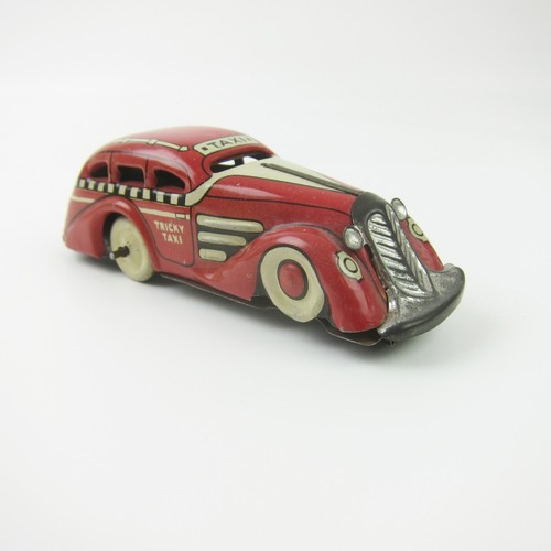 Vintage MARX Wind Up Tin Litho Toy Tricky Taxi Cab Car Red 1930s | eBay