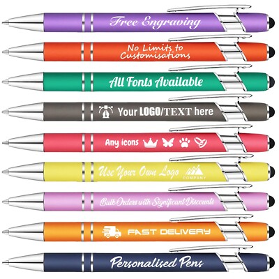 Personalised Pens Pack of 10 Customised Metal Pens Promotional Gift ...