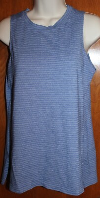 ATHLETIC WORKS Ladies' Small SLEEVELESS KNIT TOP (blue stripe; side ...