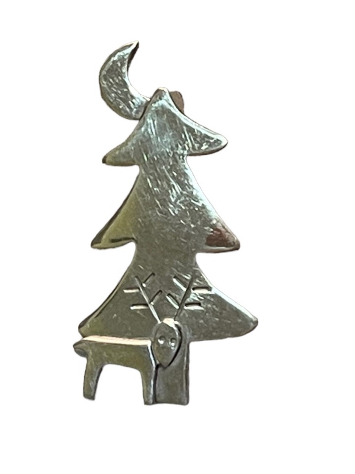 Sterling Silver ANNE HARVEY Reindeer Deer Moon Christmas Tree Pin ...