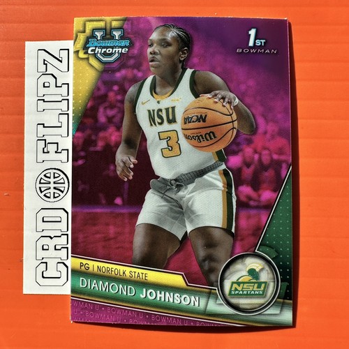 2023-24 Bowman University Chrome #22 Diamond Johnson Pink Norfolk State ...