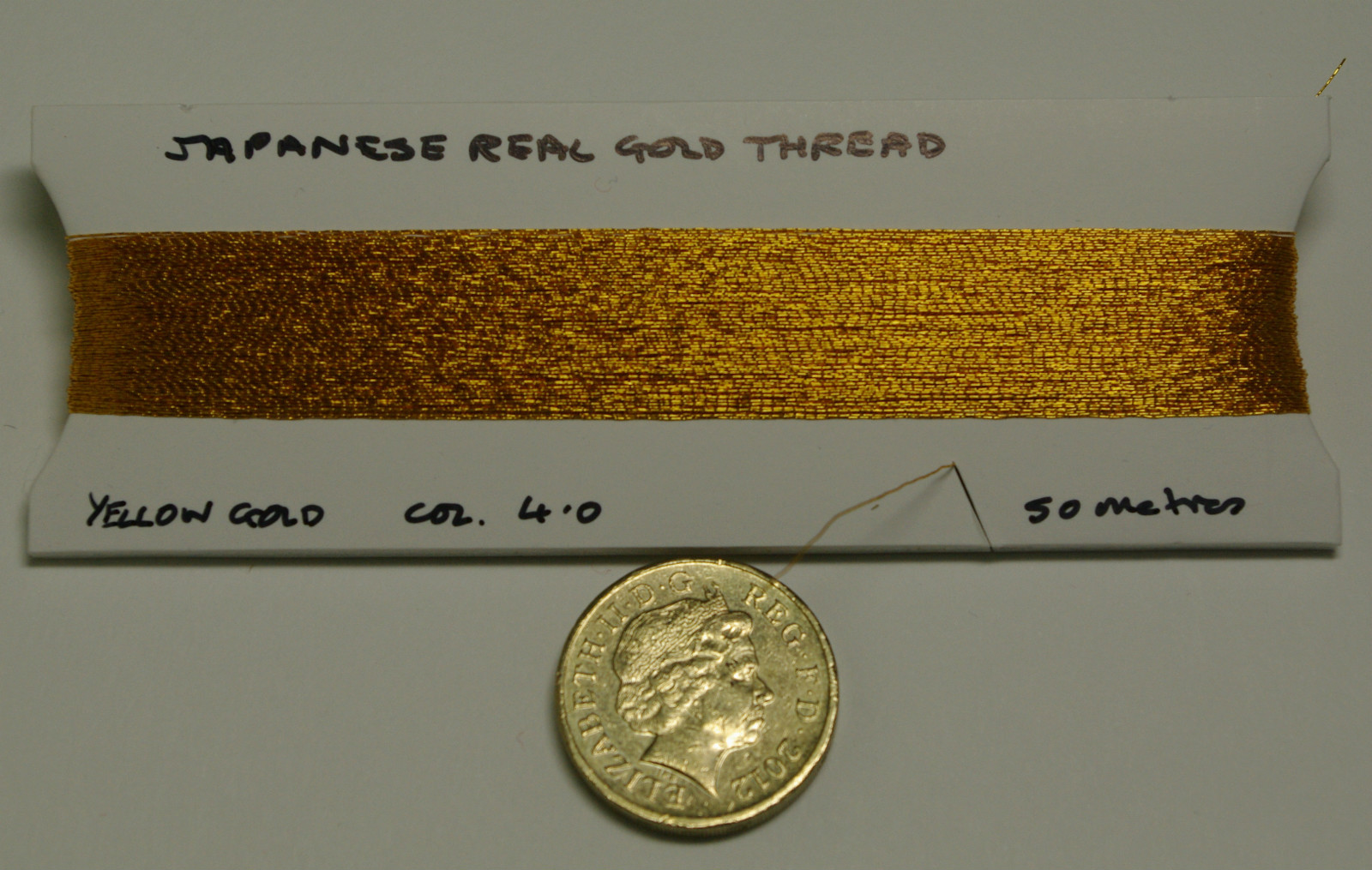 REAL GOLD THREAD, 50 METRES, CHOICE OF 7 SHADES, EMBROIDERY, GOLDWORK ...