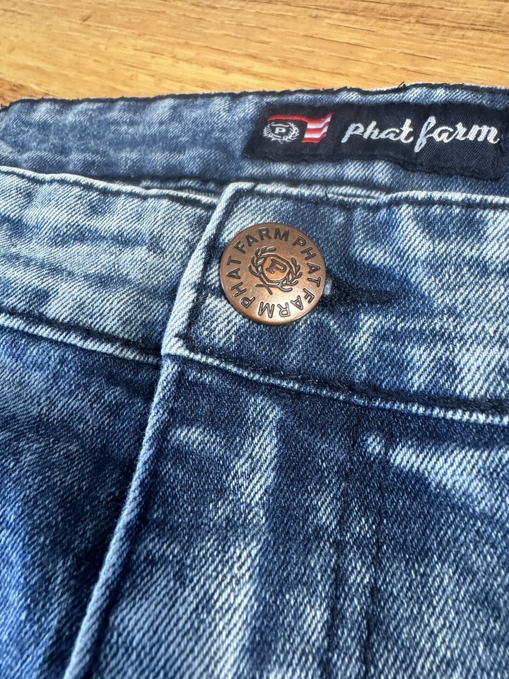 Phat Farm Jeans Distressed Skinny Y2K Stretch Ribbed Hip Hop Street ...