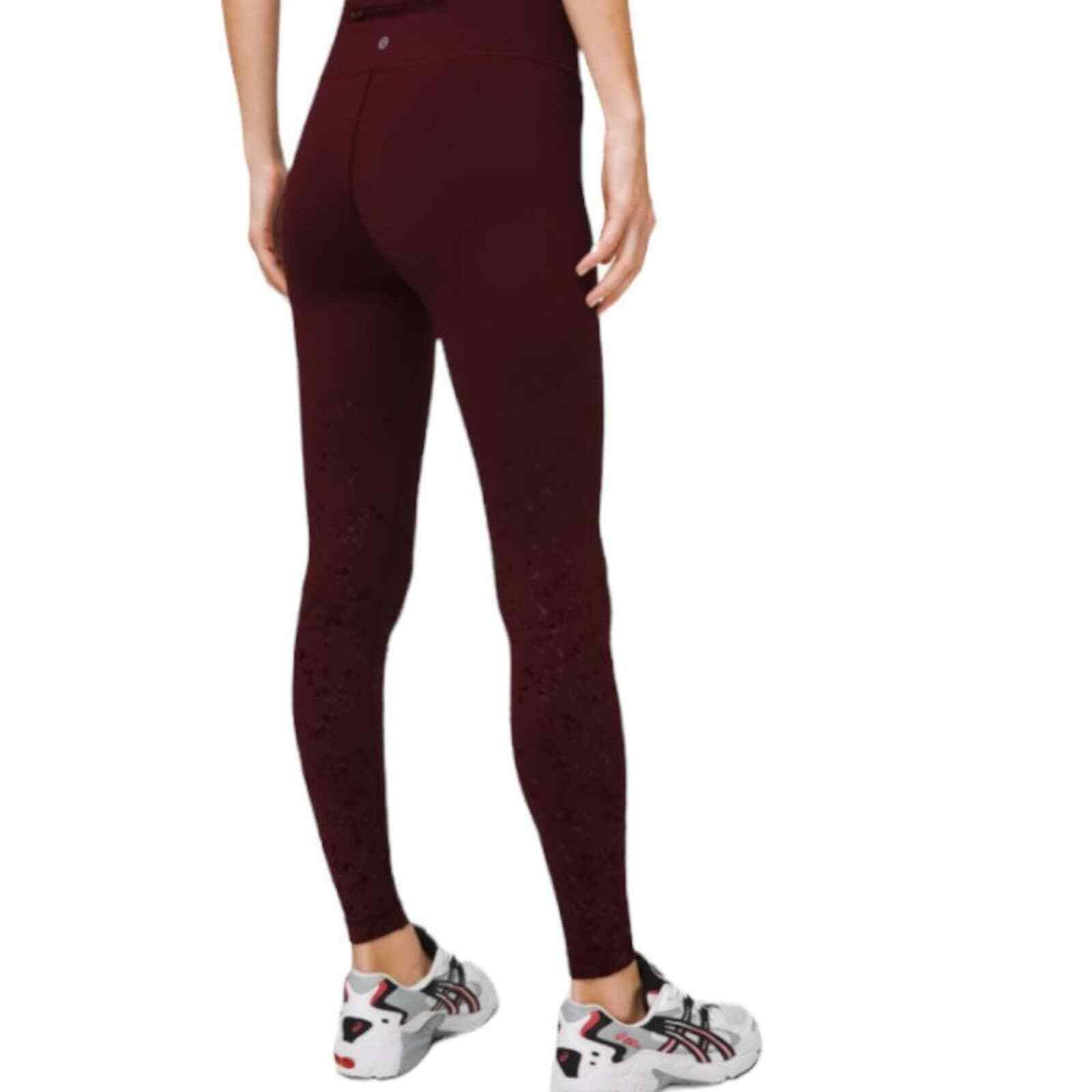 Lululemon Speed Wunder Garnet Speckle Leggings Mid Ri… - Gem