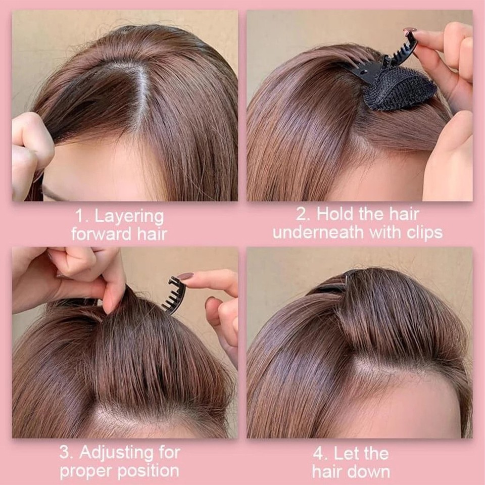 2 X Women Invisible Fluffy Sponge Hair Clip Front Hair Volume Base Puff ...