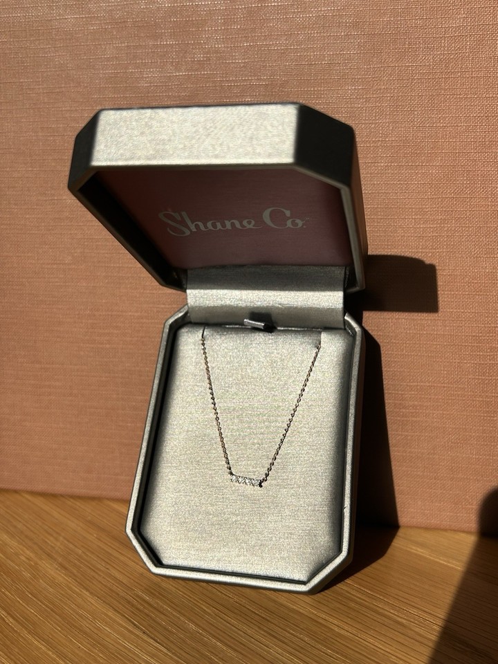 Shane Co Four-Stone Diamond Bar Rose Gold Necklace | eBay