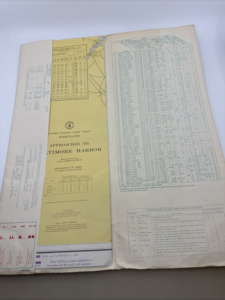 Approaches to Baltimore Harbor Nautical Chart 549-SC 1967 Maryland (8 ...