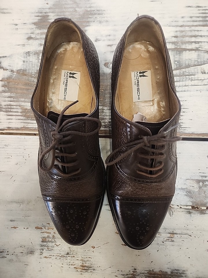 Moreschi Italy Brown Calf Skin Crocidile Leather Dress Shoe W/Bag Size ...