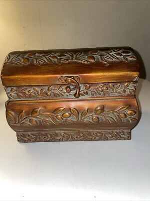 TREASURE CHEST COPPER JEWELRY BOX W/ RAISED DESIGN 8x4.5x6” | eBay