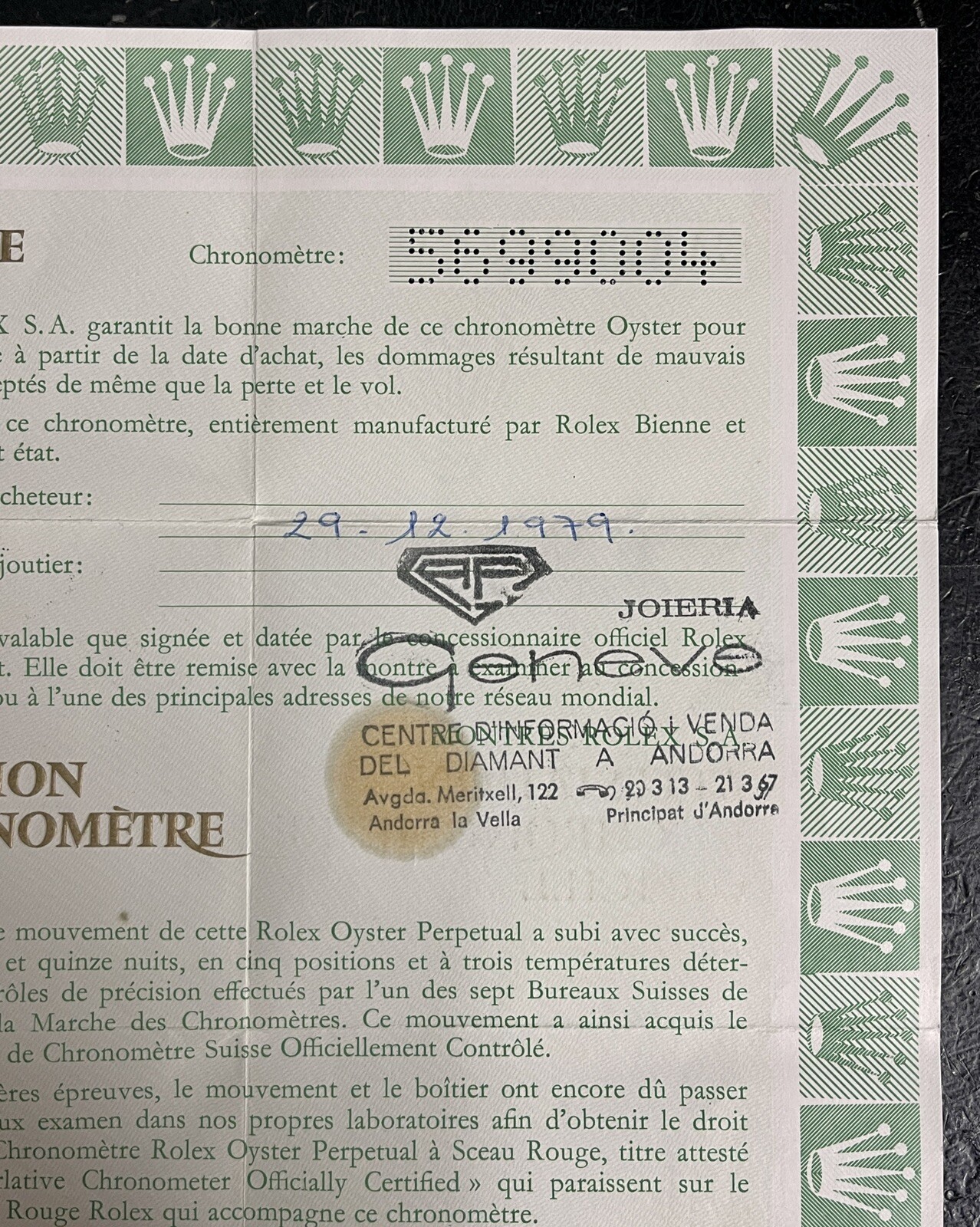 ROLEX Certificate 1655 EXPLORER STEVE MCQUEEN Freccione ORANGE HAND '79 ...