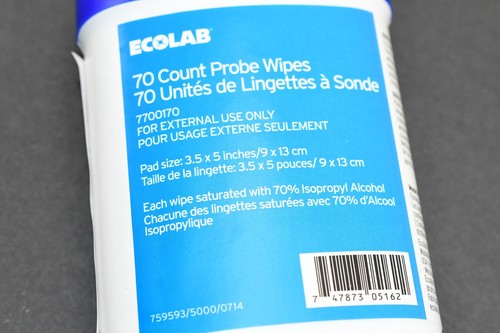 Ecolab Probe Wipes - 70 COUNT - Model PW70 - Thermometer Temperature ...