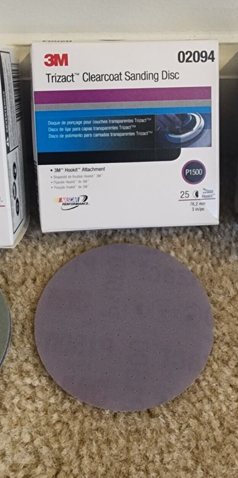 3M Trizact 3" 1000,1500,3000 & 5000 grit. Hookit AttachmentDiscs. (4 ...