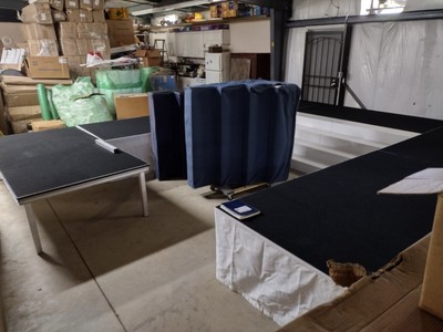 Wenger Versalite Stage w/ Risers Qty: 6 - 4'x8' , w/4x white stairs ...