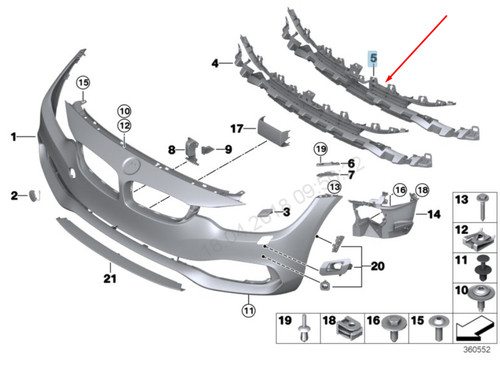 BMW 4 F36 FRONT BUMPER CENTER AIR INLET TRIM ACC SPORT 51117295726 NO🇺🇸 ...