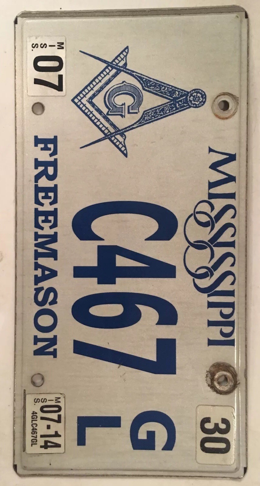 Freemason FREE MASON Grand Lodge license plate Freemasonry Secret ...
