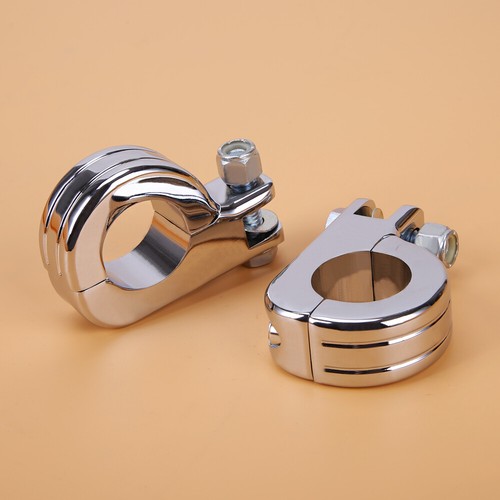 2Pcs 1.25" Motorcycle Highway Crash Bar Foot Pegs Pedal Mount P Clamps ...