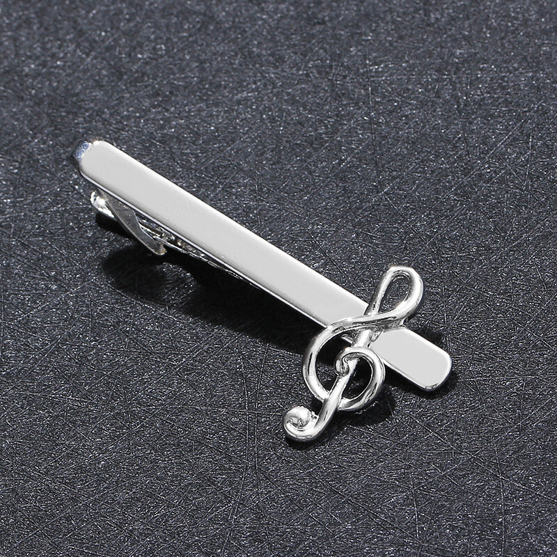 Fashion Men Musical Note Tie Clip Silver Business Tie Statement Decor ...