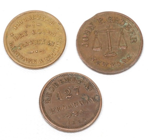 Civil War Token Lot of 3 Pittsburgh Dry Goods Herrick Fruit Albany ...