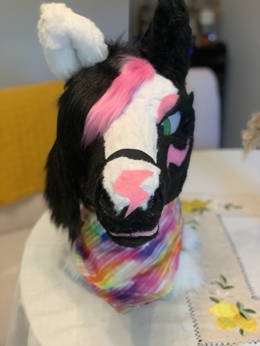 Black and pink emo horse fursuit head premade | eBay