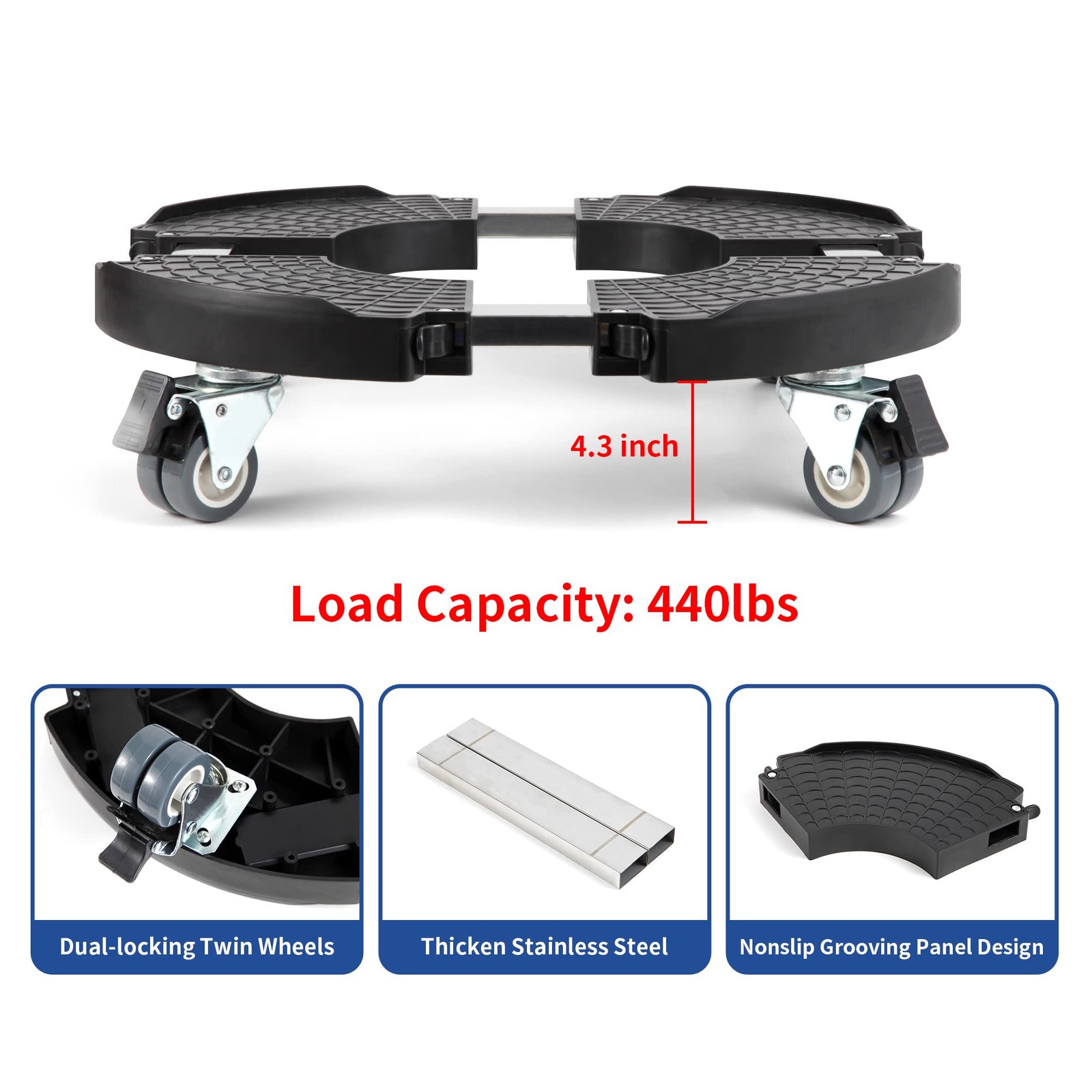 2 Pack Plant Caddies with Wheels Heavy Duty 440 lbs Capacity, Rolling ...