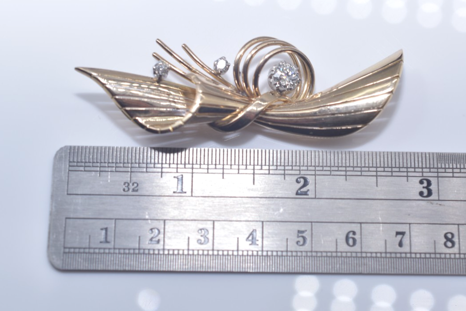 Stunning Estate Antique 14k Gold European Cut Diamond Bow Brooch | eBay