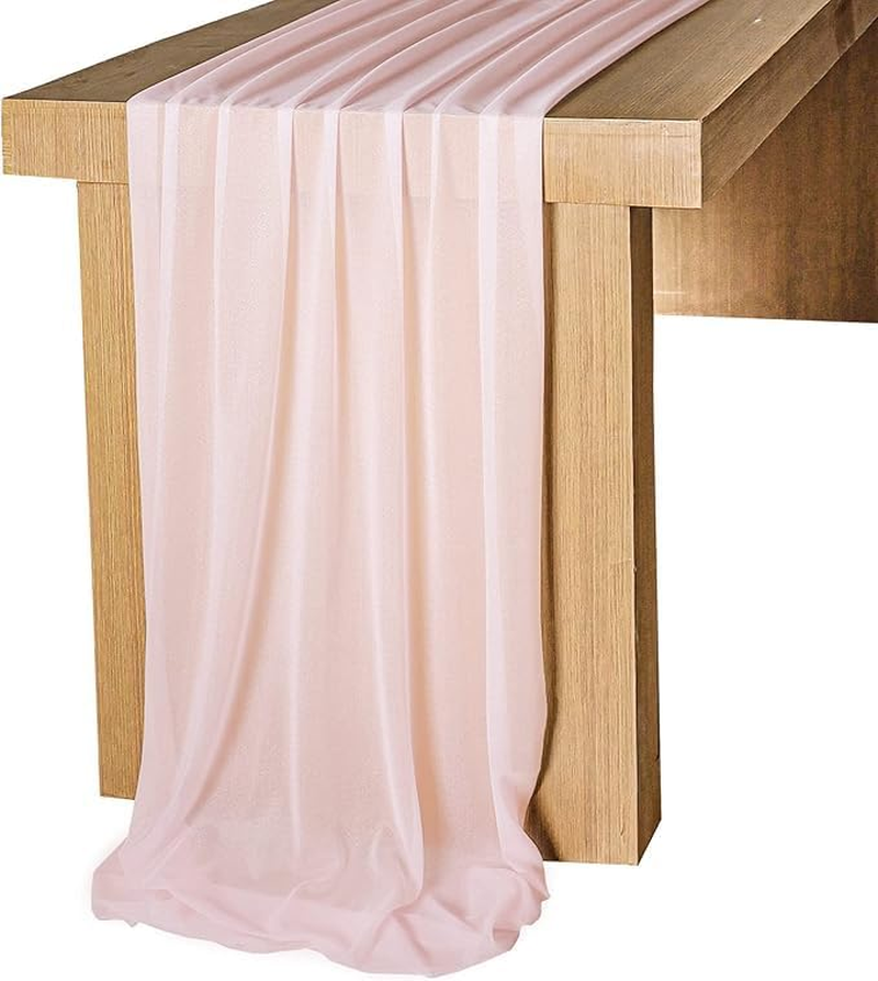Light Pink Chiffon Table Runner 120 Inches 10 FT Blush Baby Pink Sheer ...