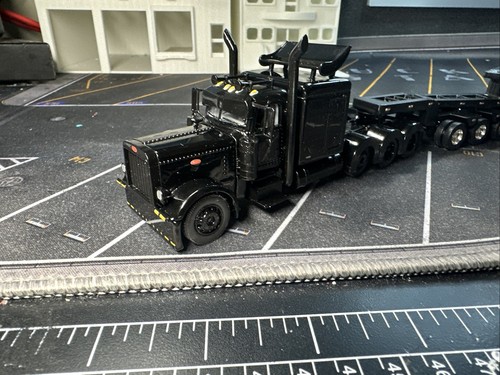 1/64 DCP BLACK OUT PETERBILT 389 TRI-AXLE / Custom Made 15 Axle Trailer ...