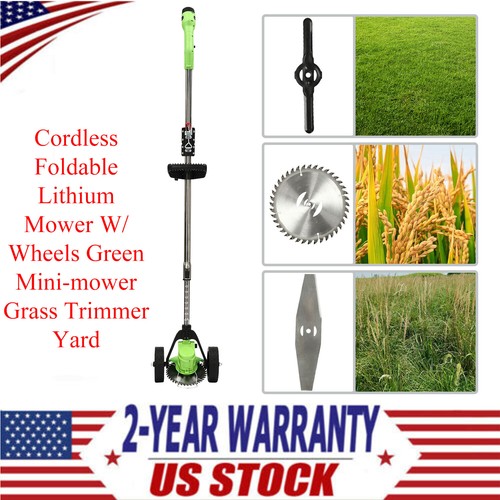 Cordless Foldable Lithium Mower W/ Wheels Green Mini-mower Grass ...
