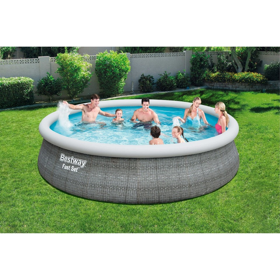 Bestway - Fast Set 15 Foot Round Inflatable Pool Set Swimming | eBay